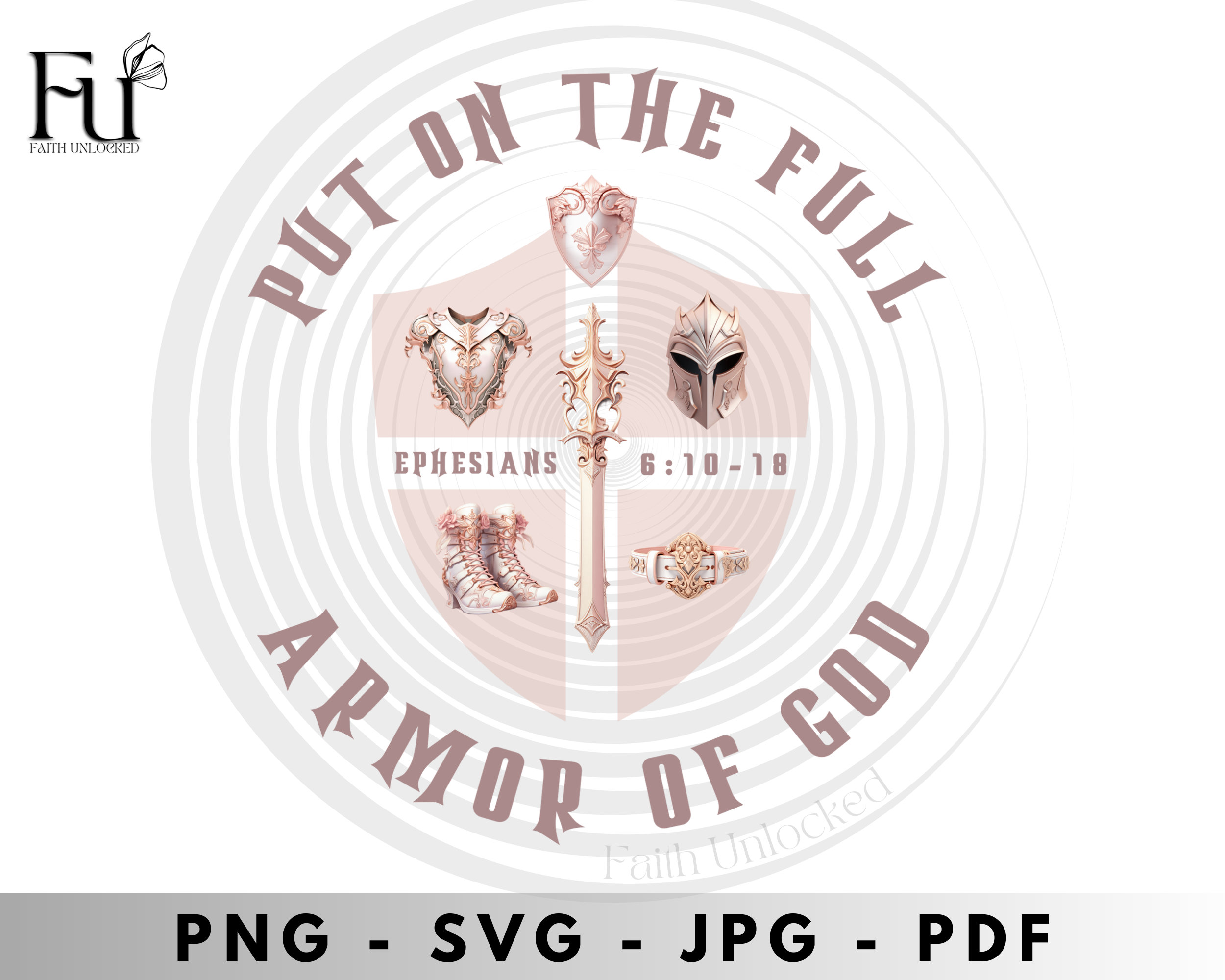 Full Armor of God Svg, Rose Gold Png, Jpg Scripture Svg, Bible Quote ...
