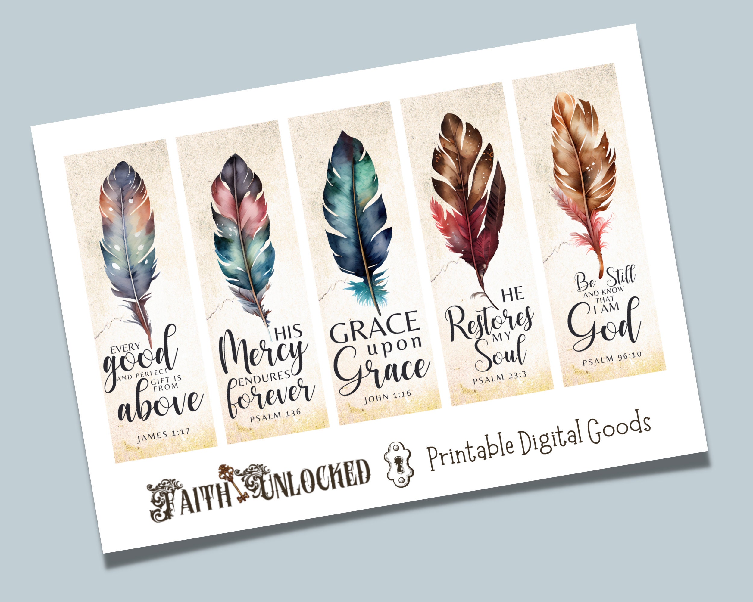 8 Bible Verse Bookmarks, Set 1 Instant Download for Craft Projects ...