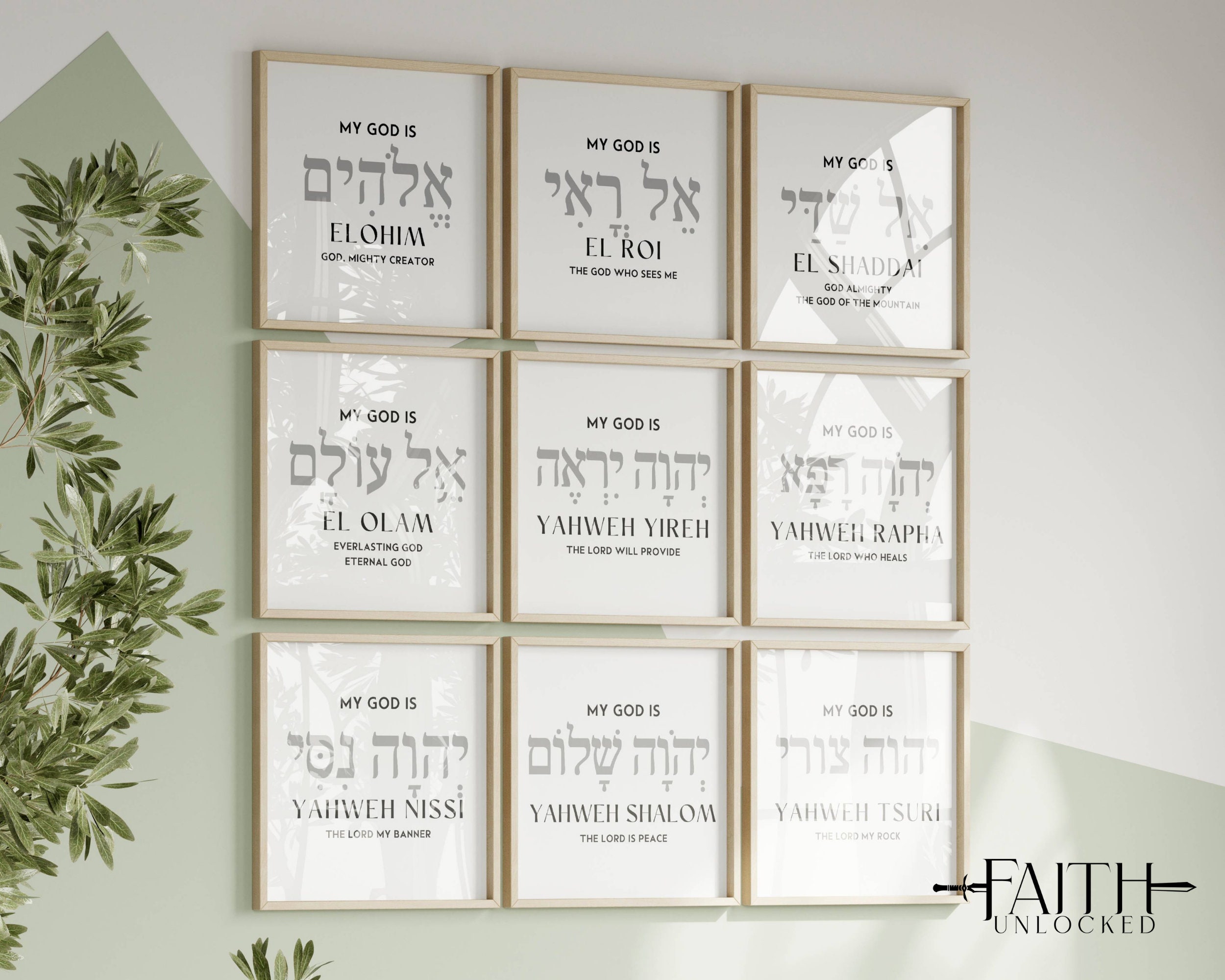 The 10 Names of God Bundle, Hebrew Names of God, Set of 10 Christian ...