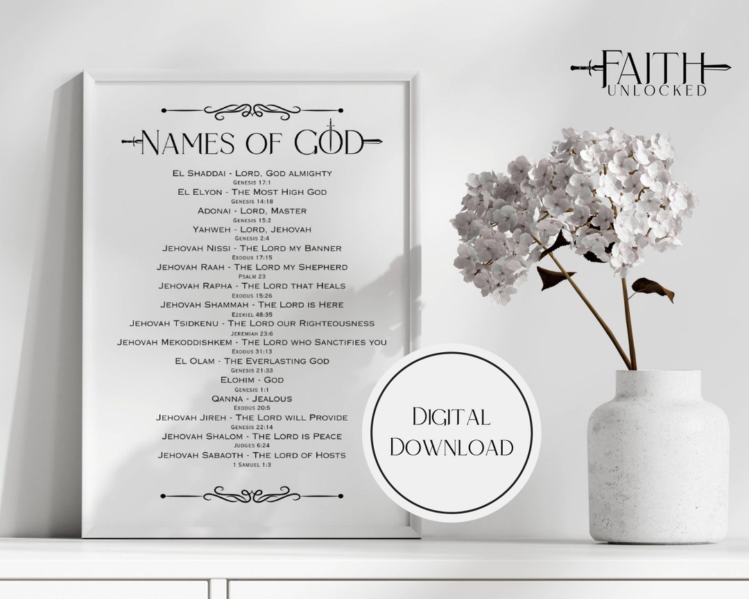 Names of God Wall Art / Office Study Home Wall Art / Poster Gift Idea ...