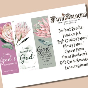 8 Bible Verse Bookmarks Proteas, Set 3 Instant Download for Craft ...
