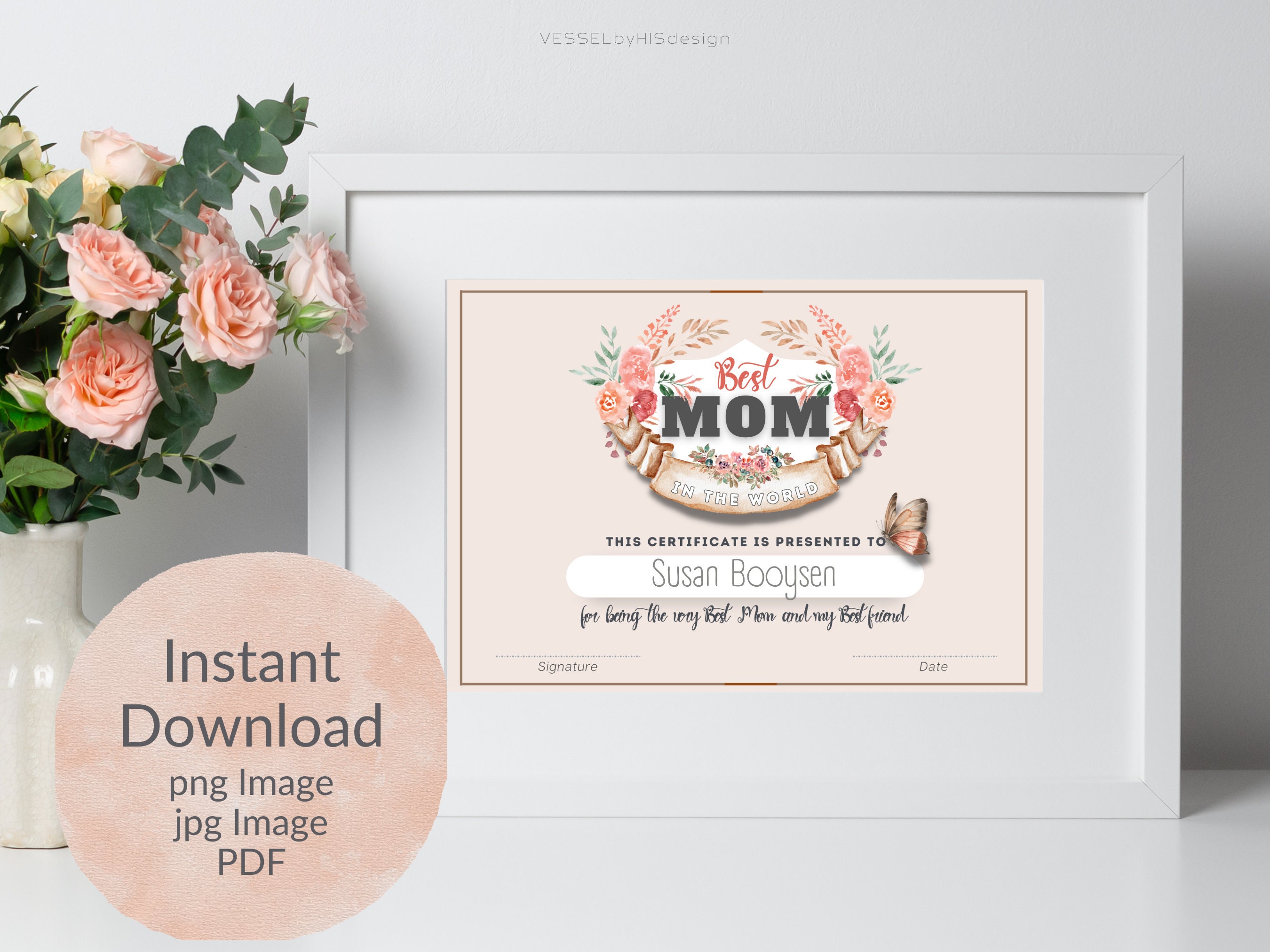 Certificate / Mothers Day / Best Mom / Best Mom in the World - Etsy