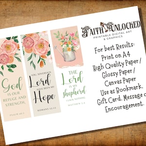 8 Bible Verse Bookmarks, Flowers, Set 2 Instant Download for Craft ...