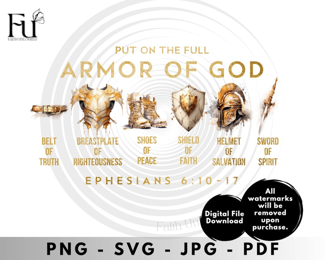 Full Armor of God Svg, Gold Png, Jpg Scripture Svg, Bible Quote Svg ...