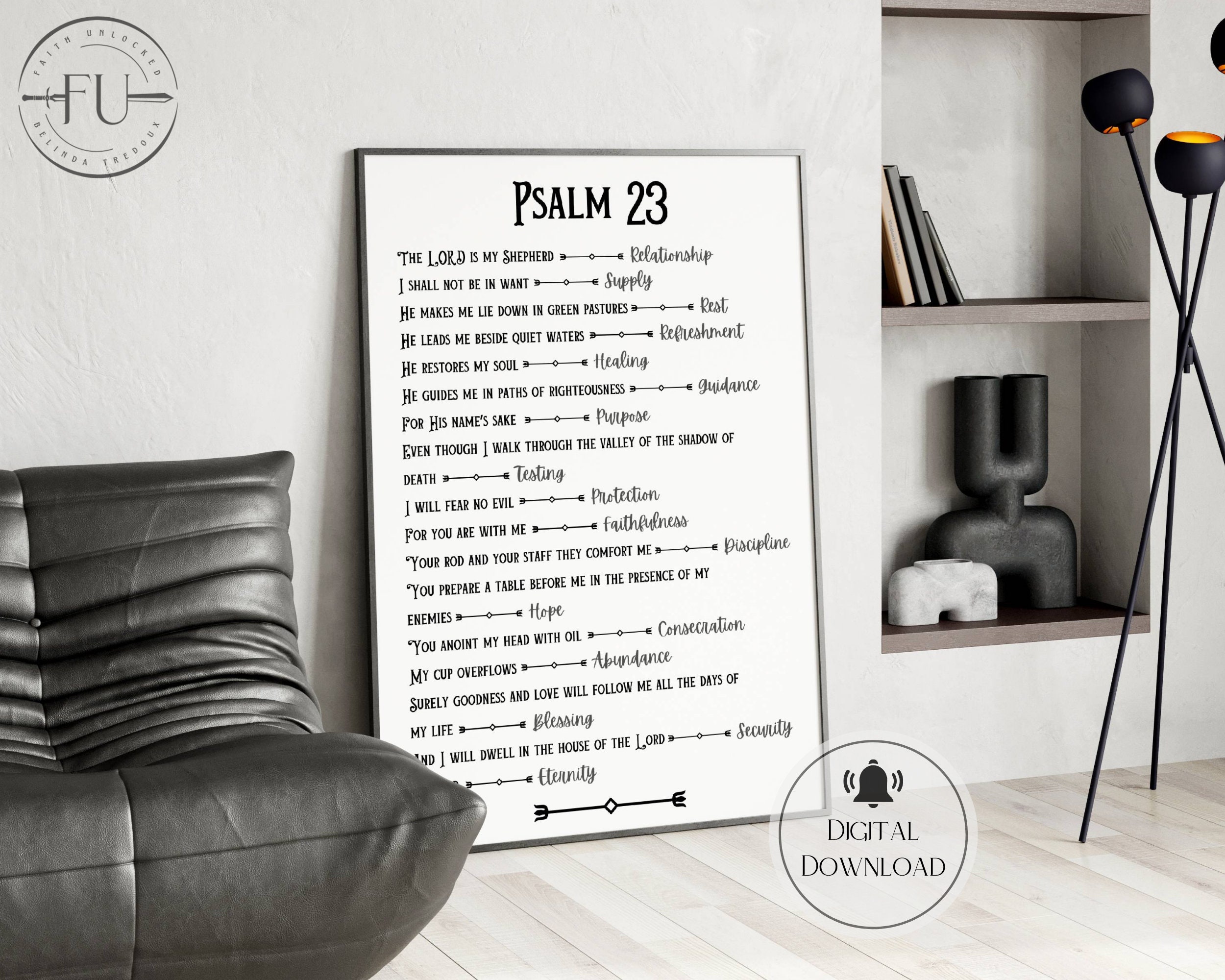 Psalm 23 Application Wall Art / Office Study Home Wall Art / Poster ...