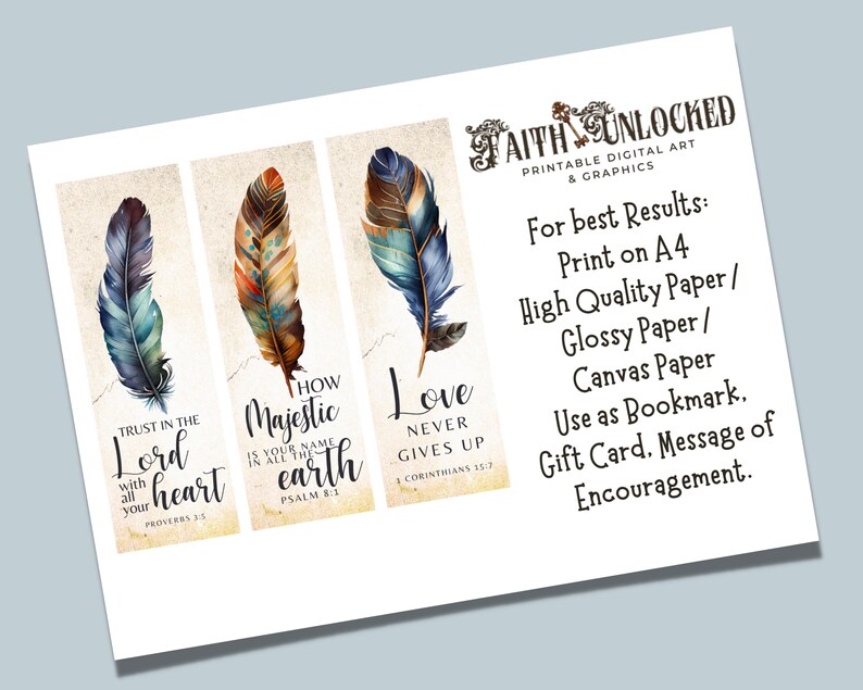 8 Bible Verse Bookmarks, Set 1 Instant Download for Craft Projects ...