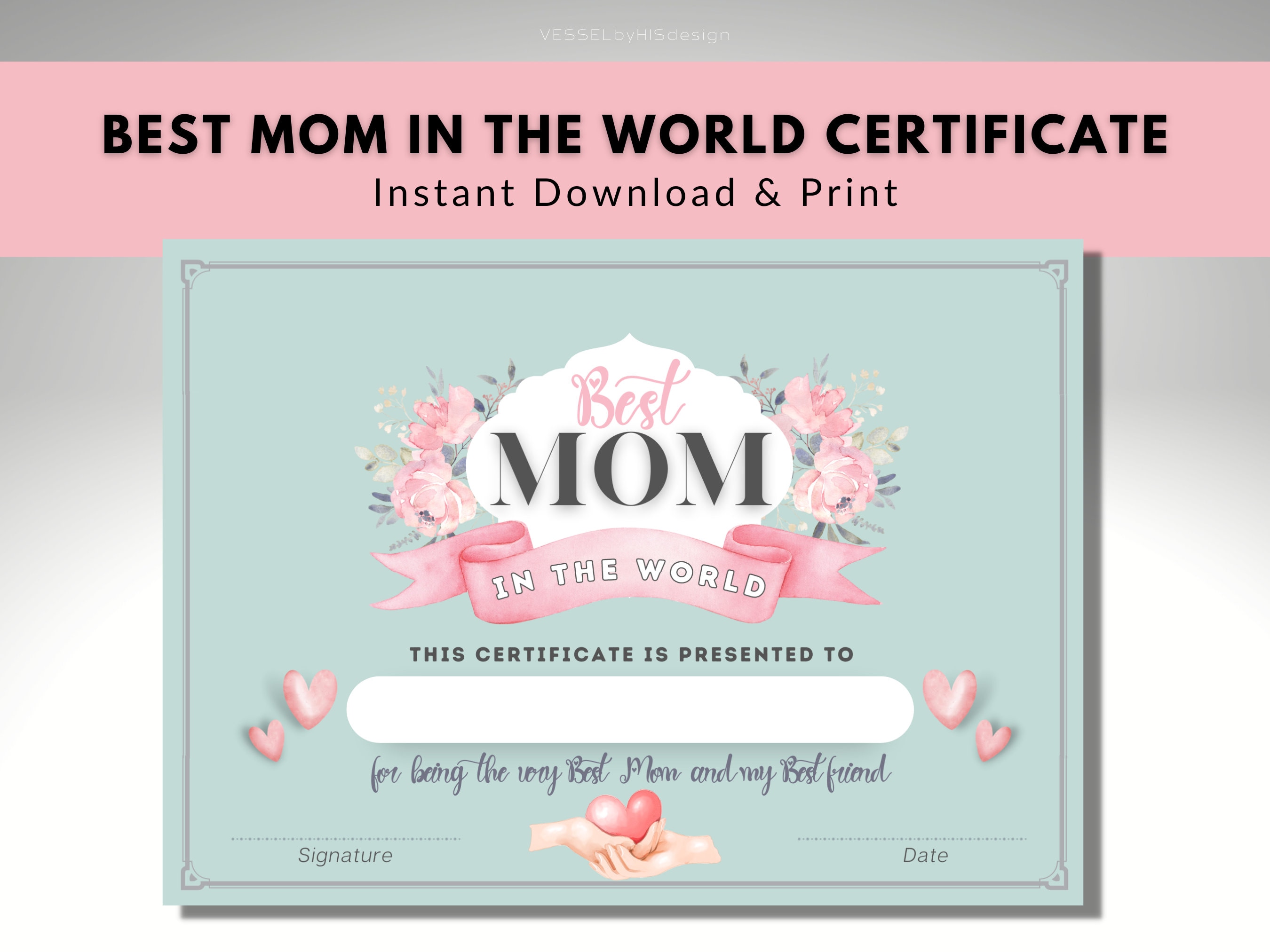 Certificate / Mothers Day / Best Mom / Best Mom in the World ...