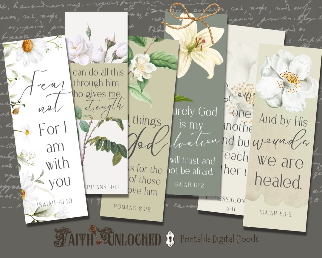 8 Bible Verse Bookmarks, Set 4, Instant Download for Craft Projects ...