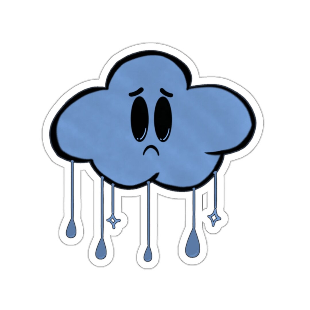 Emotion Cloud: Sad Cloud Sticker, Cute Blue Cloud Vinyl Stickers for ...
