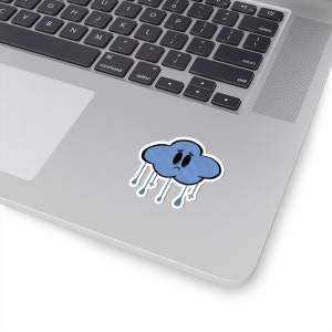 Emotion Cloud: Sad Cloud Sticker, Cute Blue Cloud Vinyl Stickers for ...