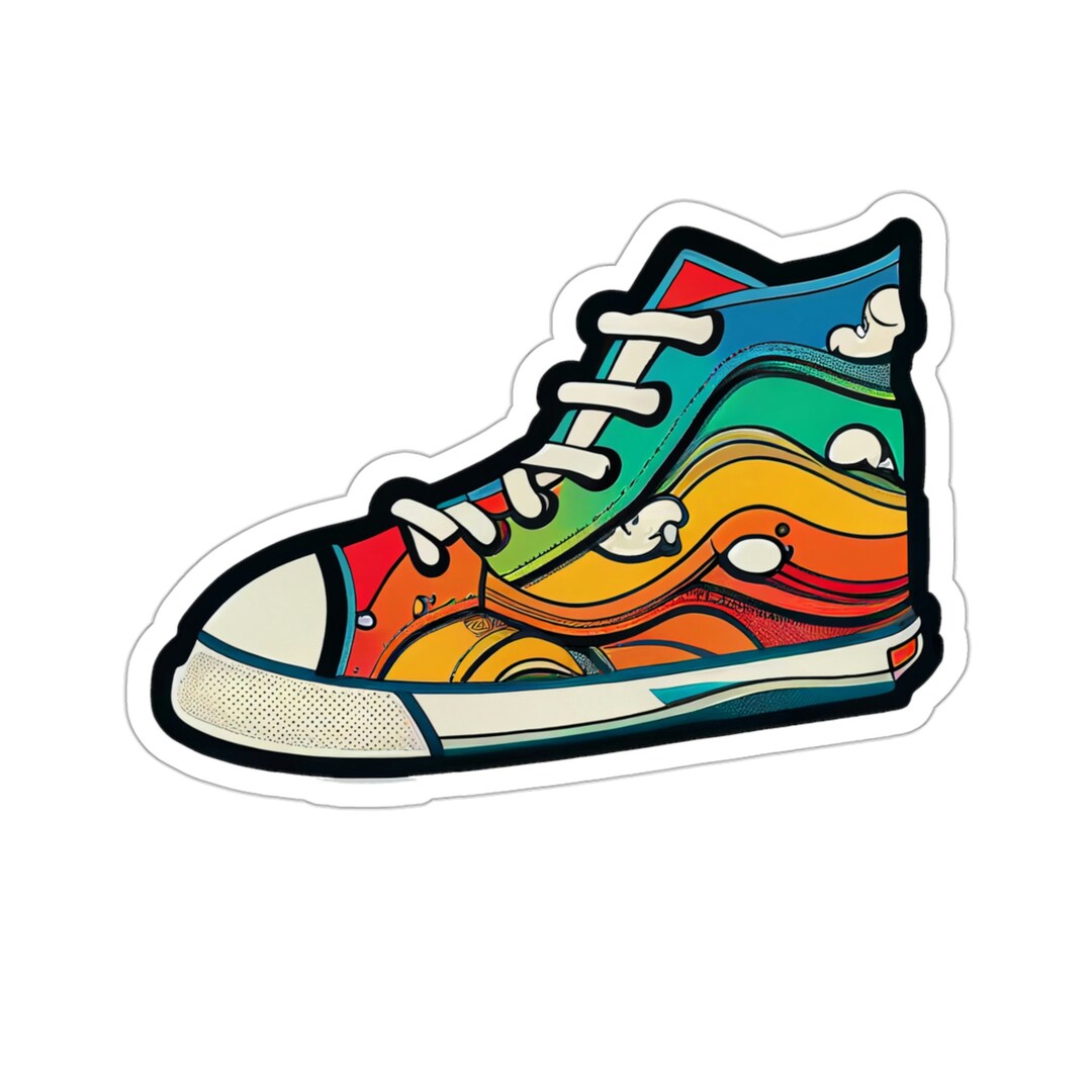 Retro, Vintage, Rainbow Waves Shoe Sticker, Perfect for Adults That ...