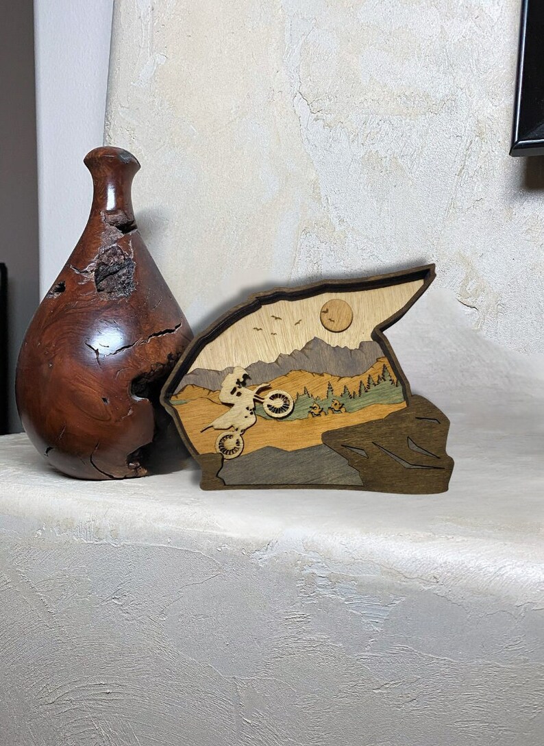 3D Layered Wood Art, Motorcycle Helmet - Etsy