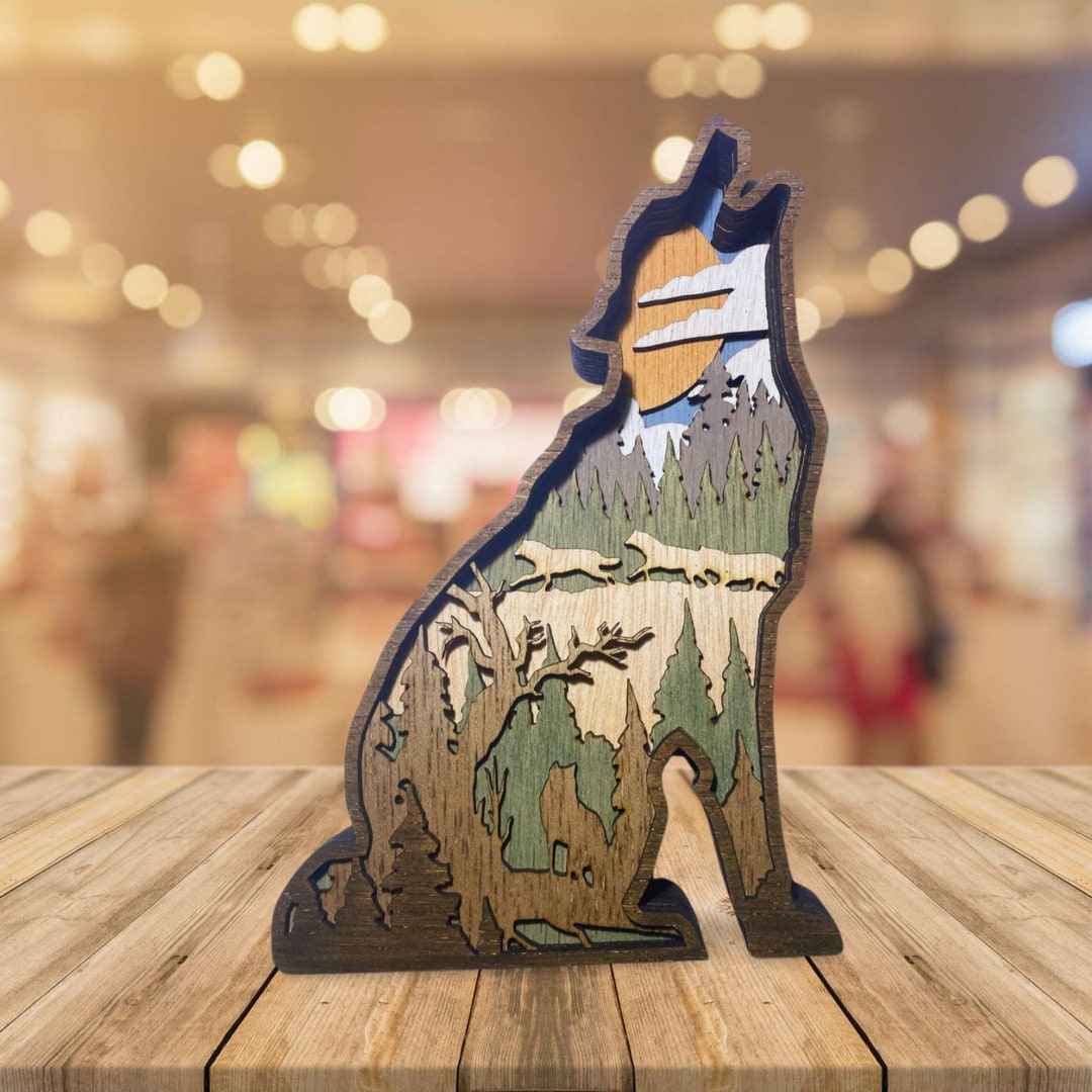 3D Layered Wood Art, Wolf - Etsy