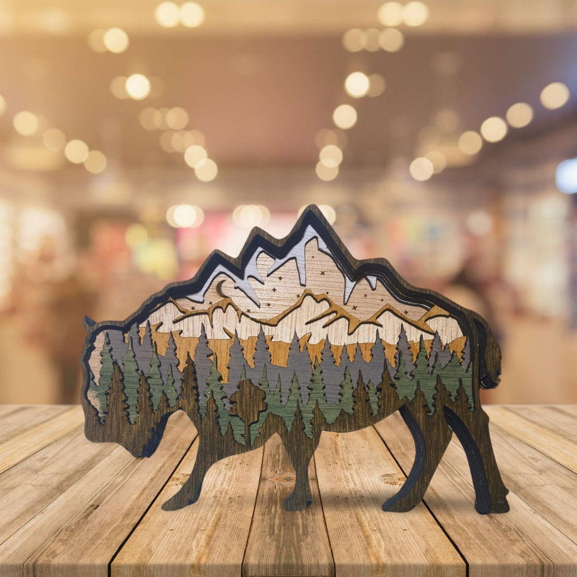 3D Layered Wood Art Buffalo, Bison - Etsy