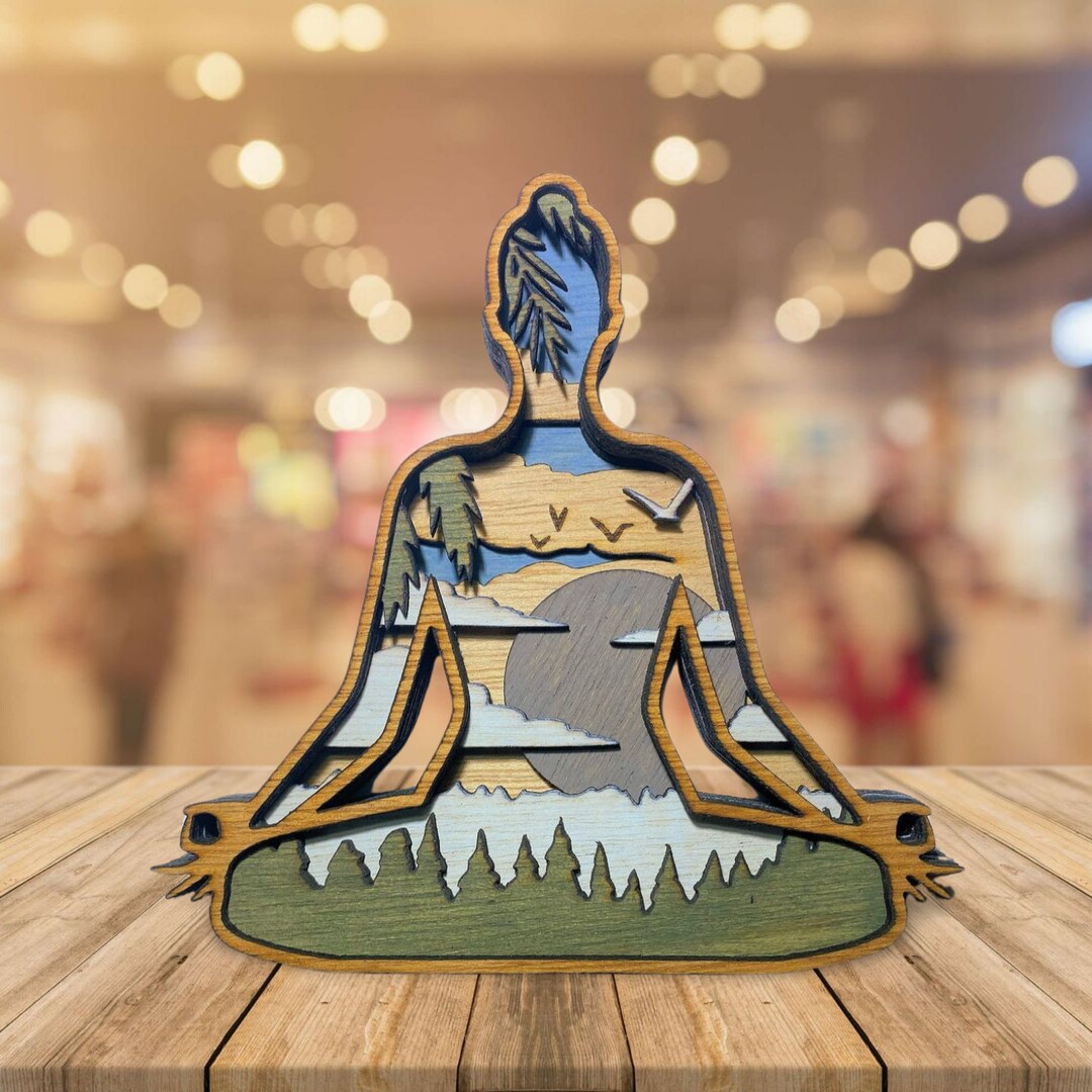 3D Layered Wood Art, Yoga Pose - Etsy
