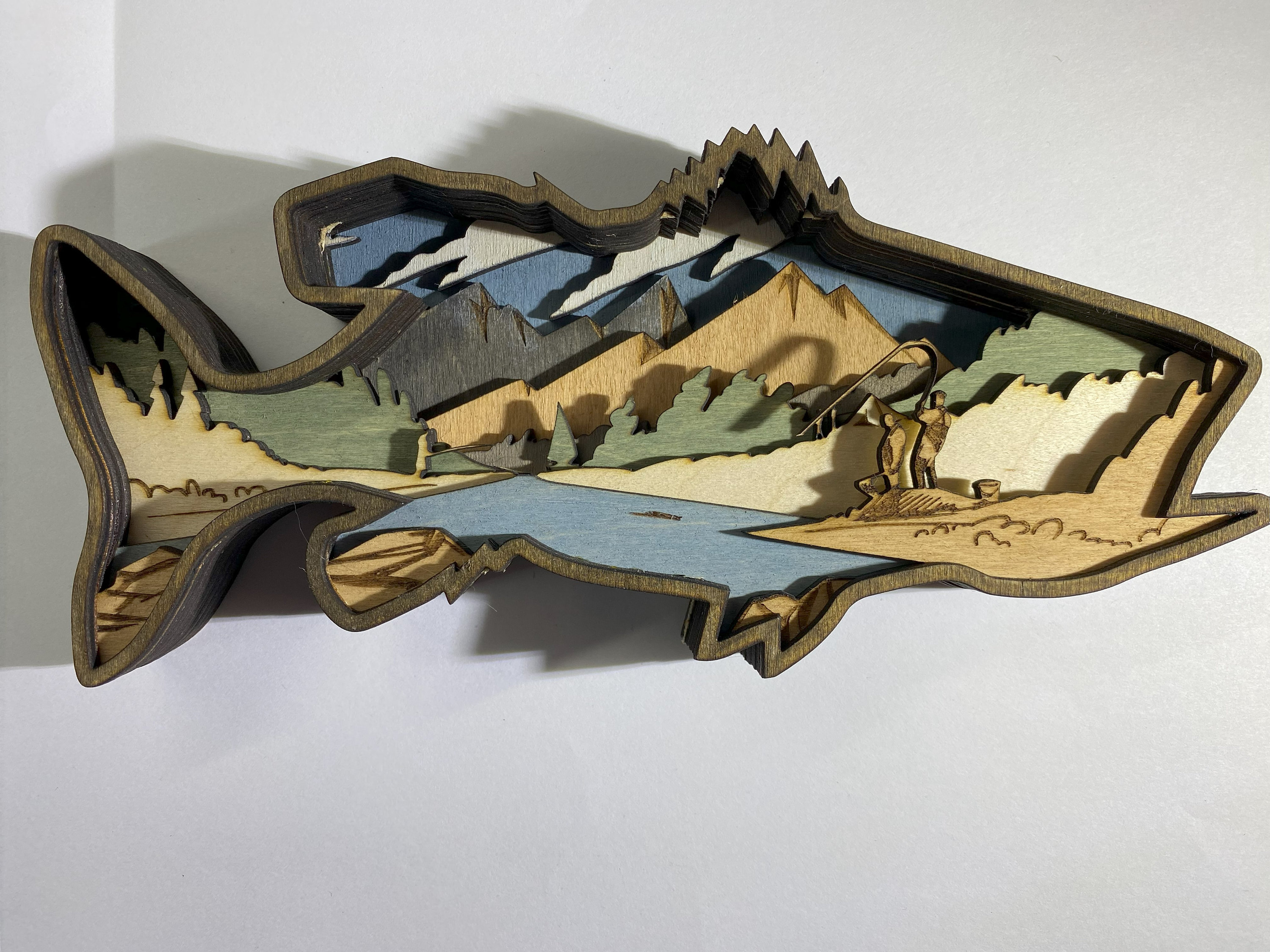 3D Layered Wood Art, Fishing, Fish - Etsy