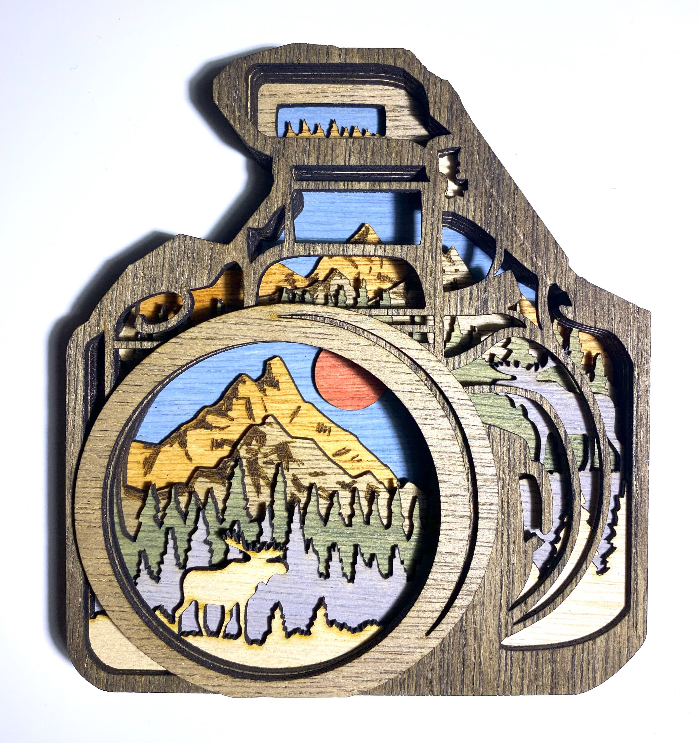 3D Layered Wood Art, Camera - Etsy
