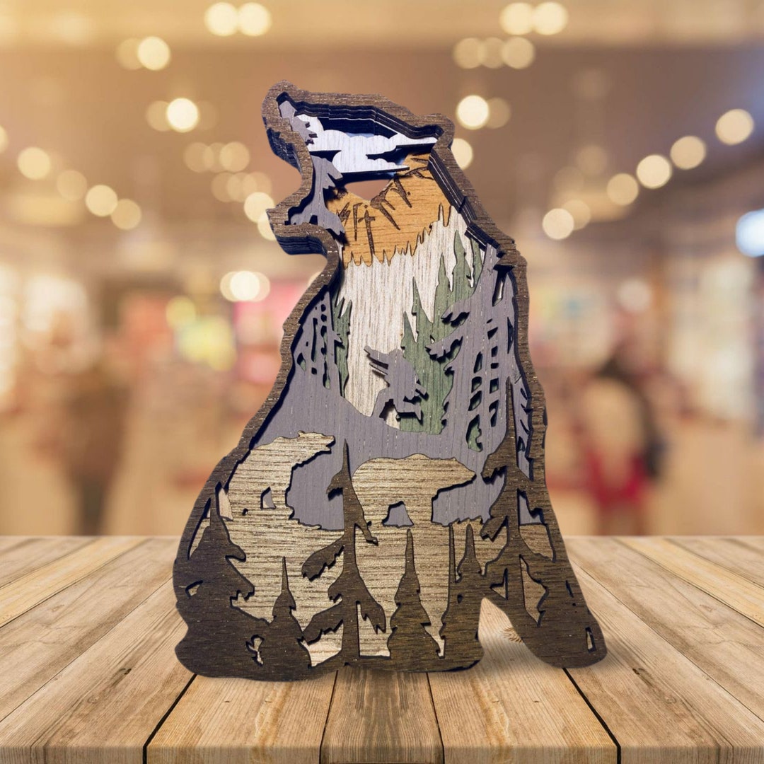 3D Layered Wood Art Bear - Etsy