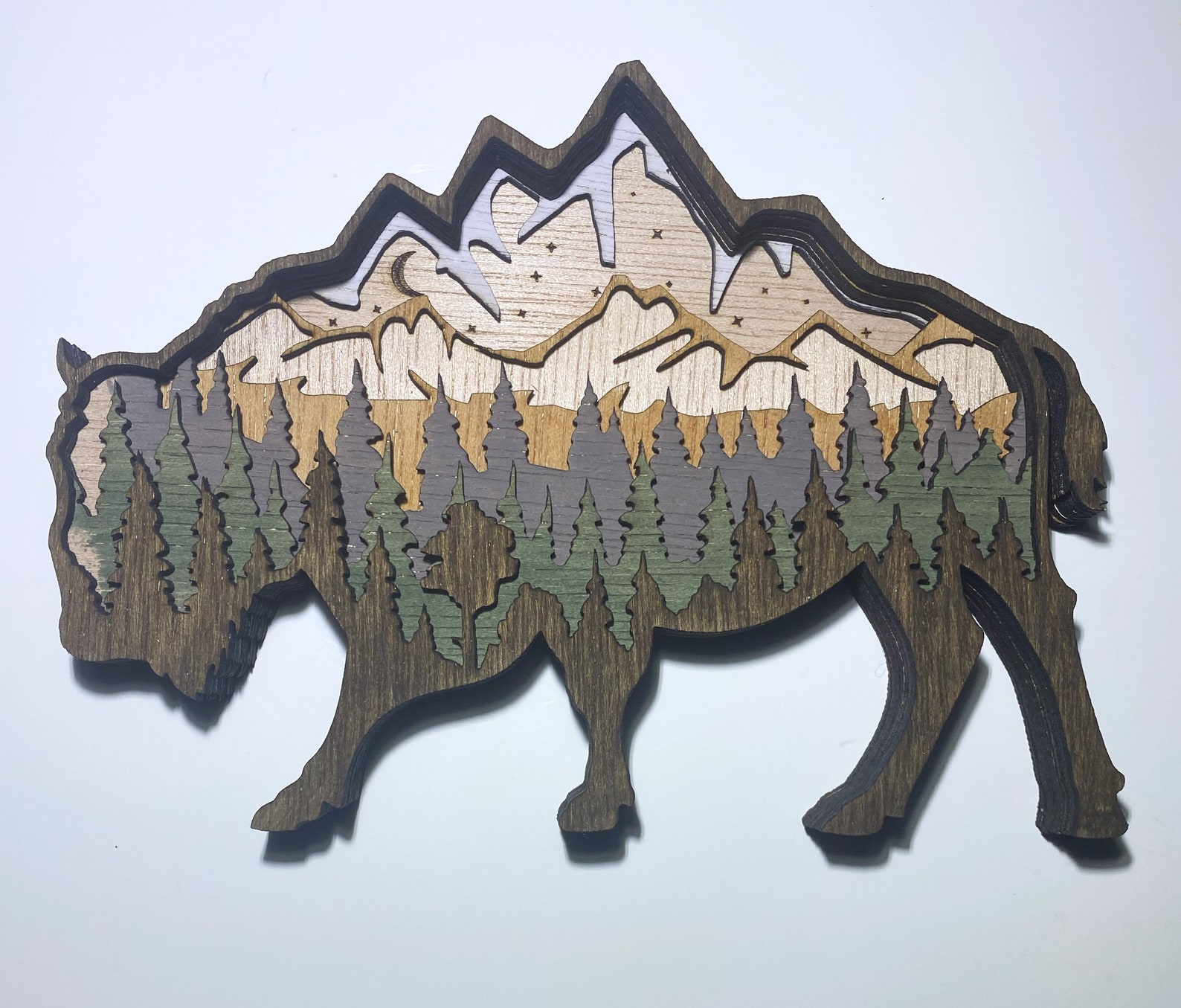 3D Layered Wood Art Buffalo, Bison - Etsy