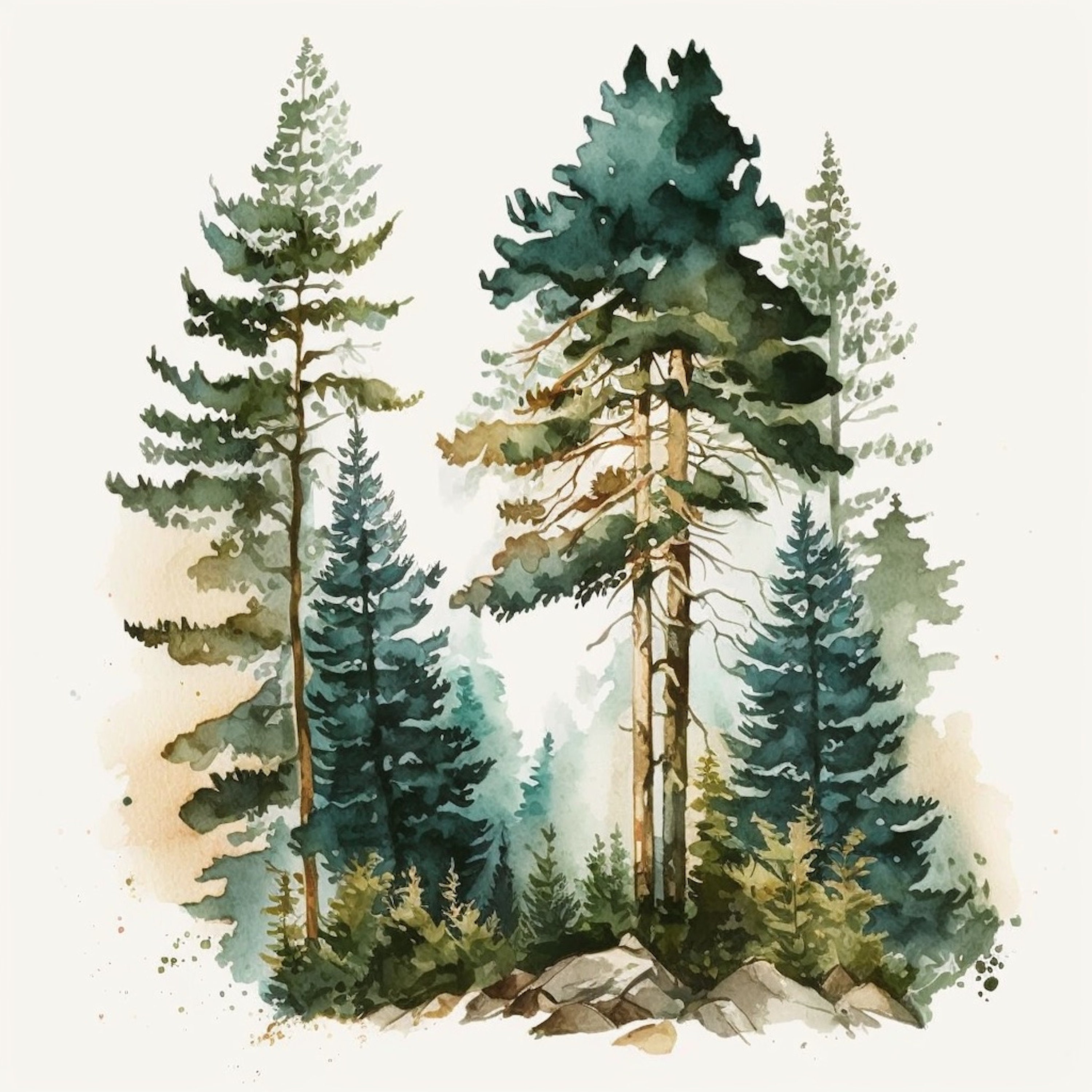 Water Color Style Forest Prints Minimalist Modern Woodland Decor - Etsy