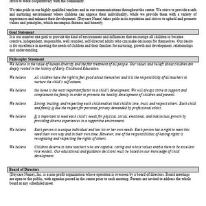 Daycare Employee Handbook/ Editable Daycare Employee Handbook ...