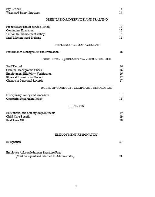 Daycare Employee Handbook/ Editable Daycare Employee Handbook ...