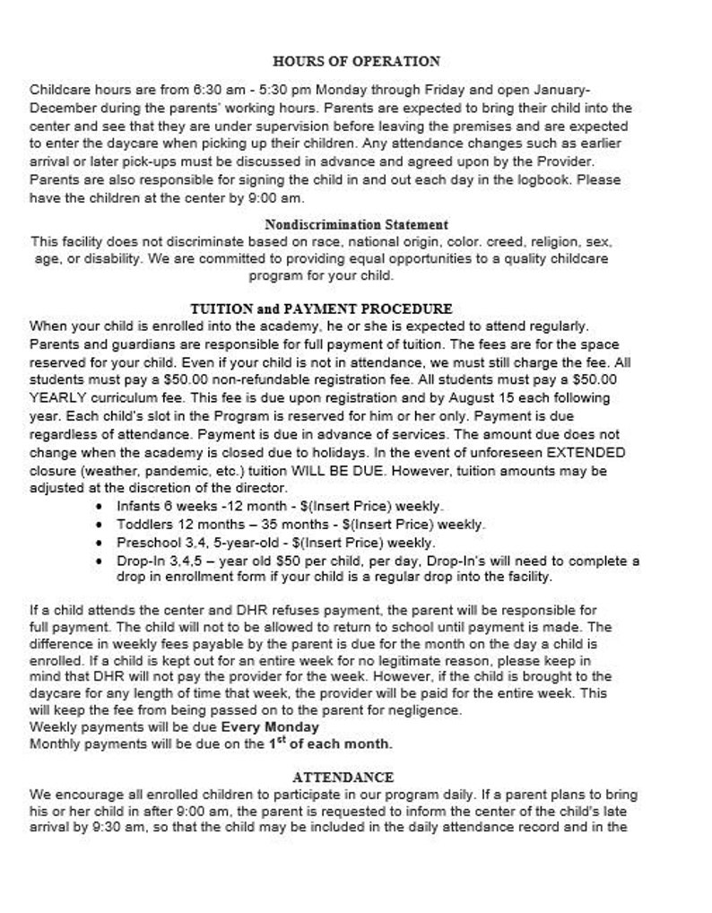 Daycare Startup Bundle Customizable and Printable Forms / Employee and ...