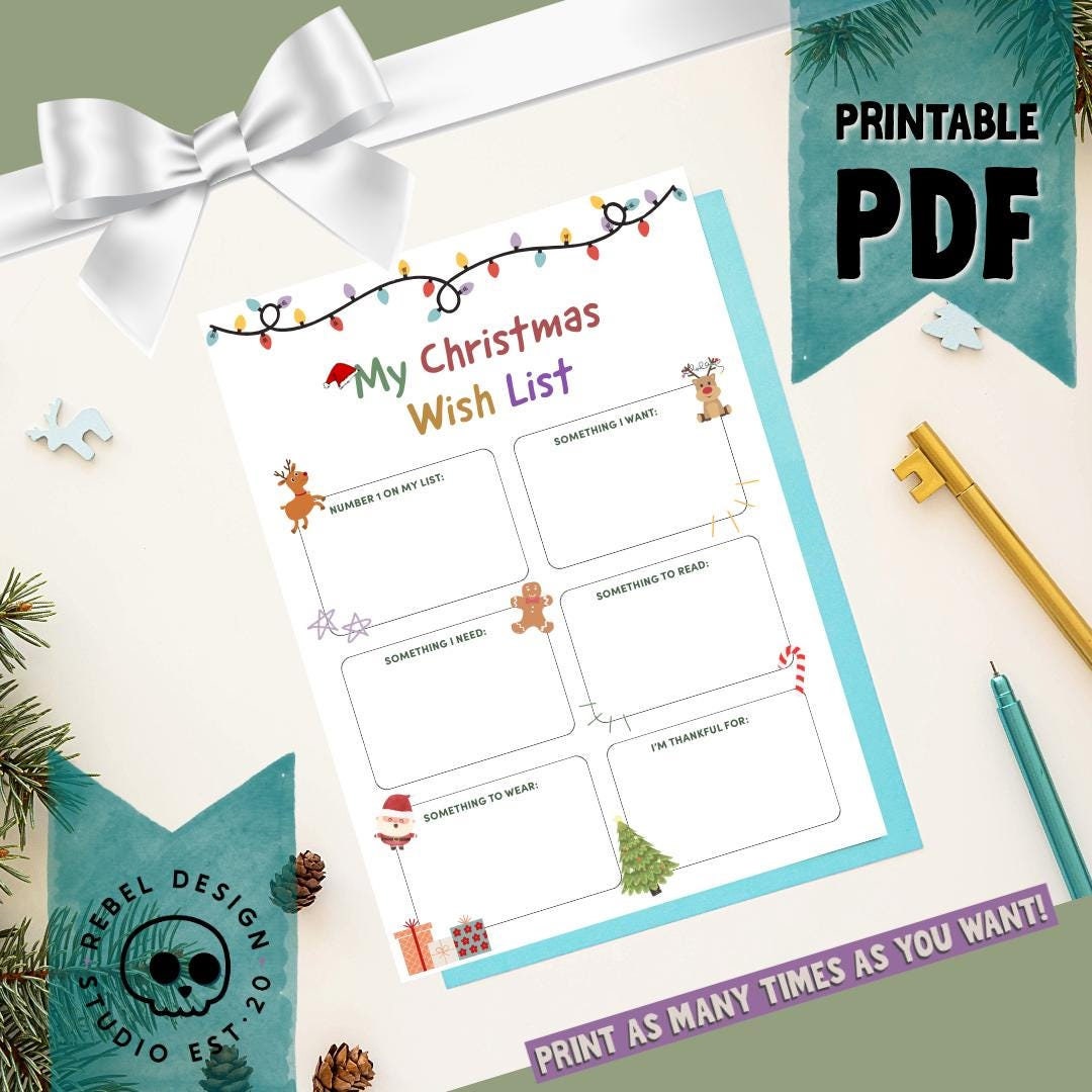 Kids Christmas Wish List, Printable, PDF Planner, Christmas Time Fun ...
