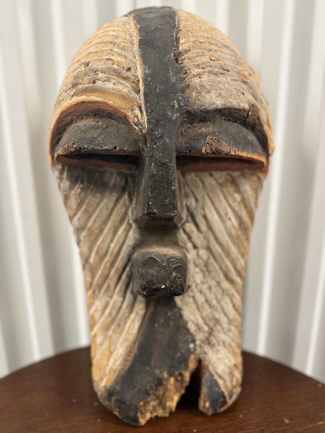 Two Antique Wall Hanging African Masks:african Orginal Cermonial Songye ...