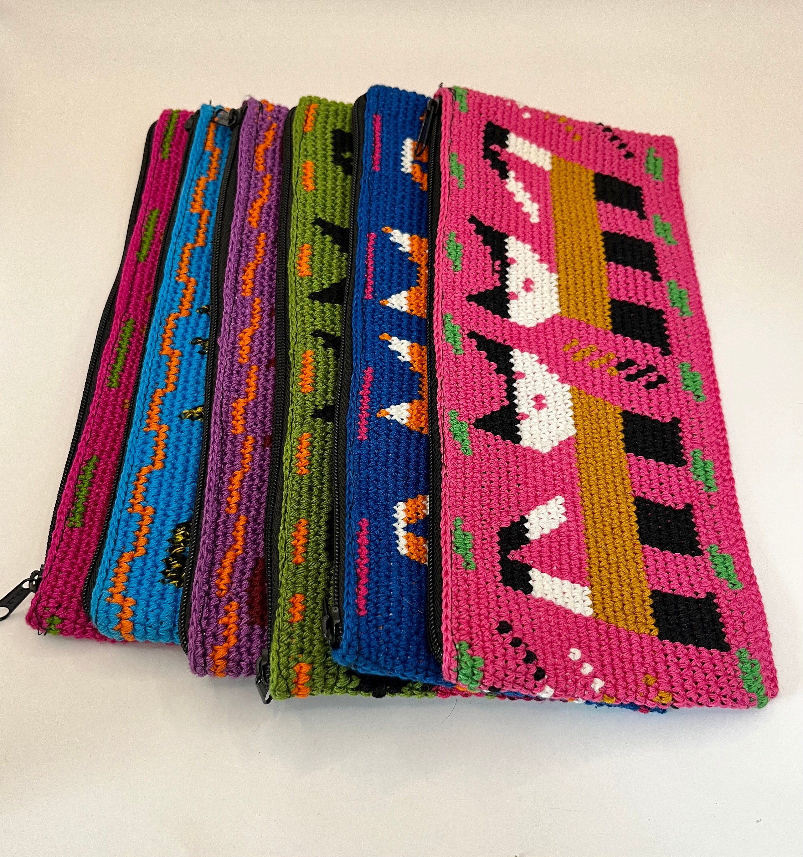 Set of 6 Colorful Guatemalan Fair Trade Coin Purse, Cat Change Purse ...