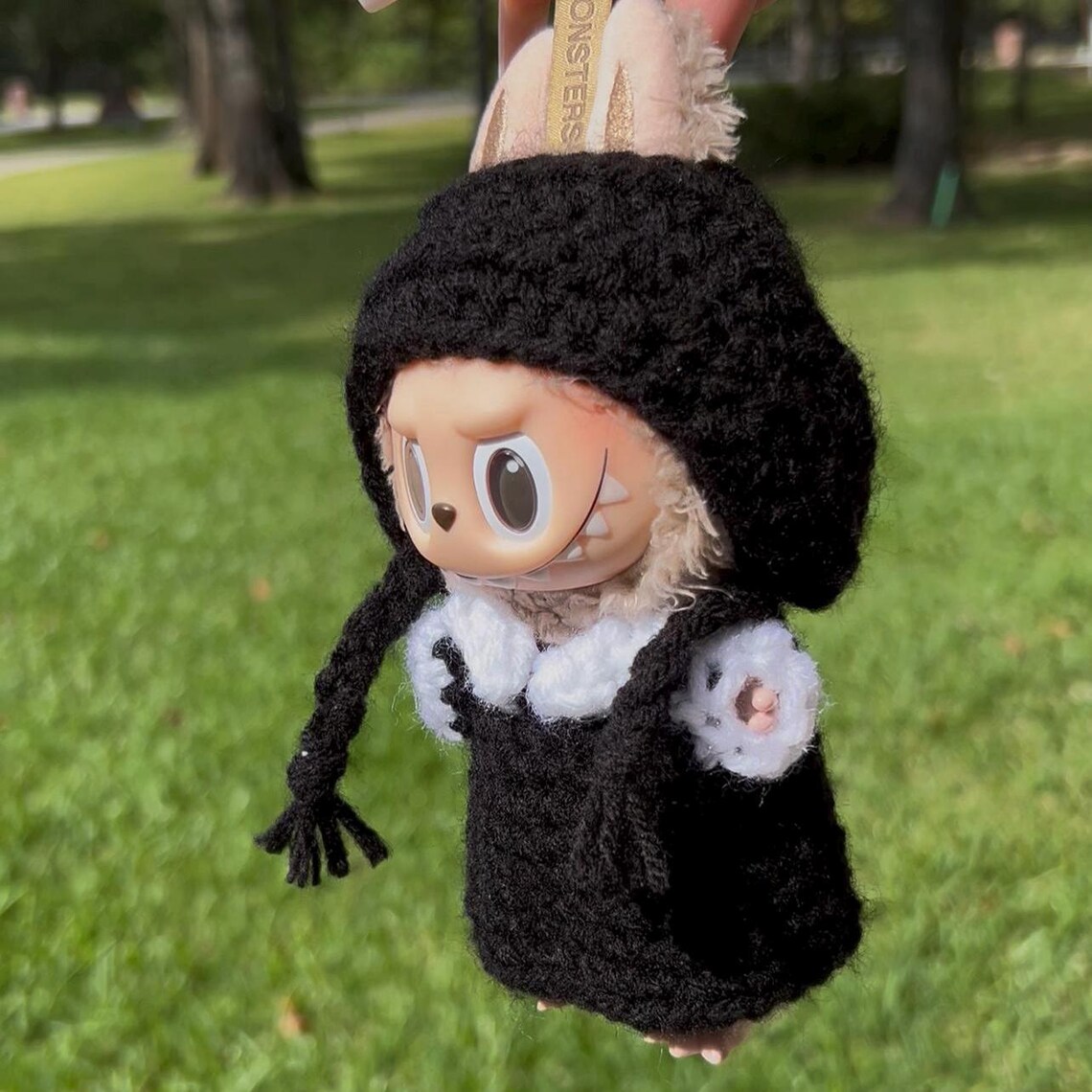 Addams Inspired Labubu Monster Doll Clothes - Halloween Wednesday ...