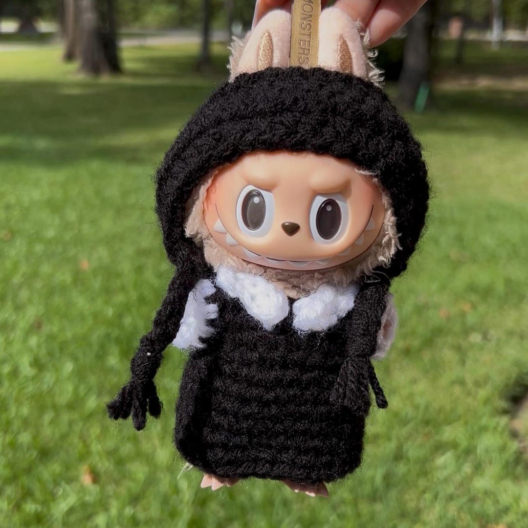 Addams Inspired Labubu Monster Doll Clothes - Halloween Wednesday ...