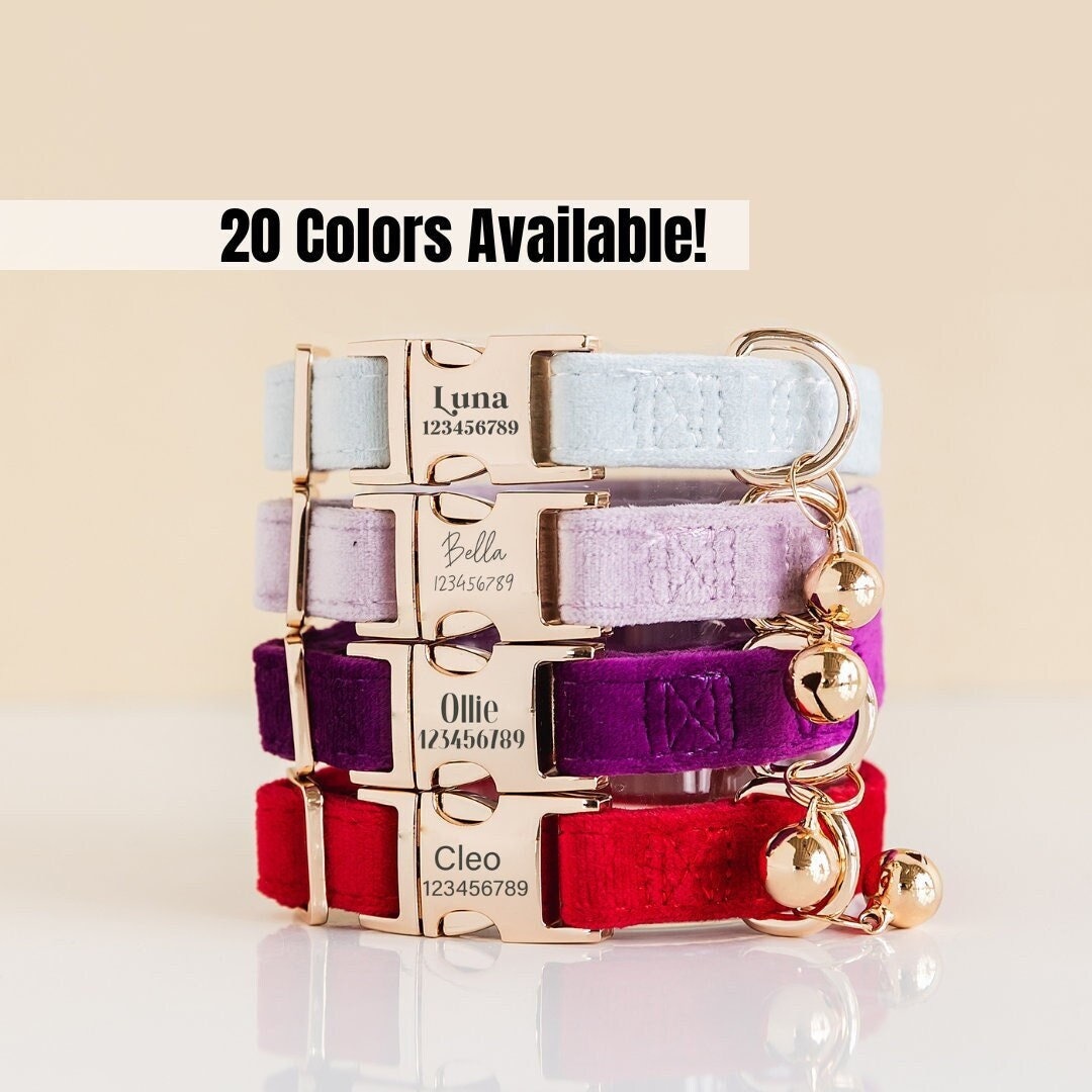VELVET CAT Collar,personalized Collars,luxury Collars, Gift for Pet ...