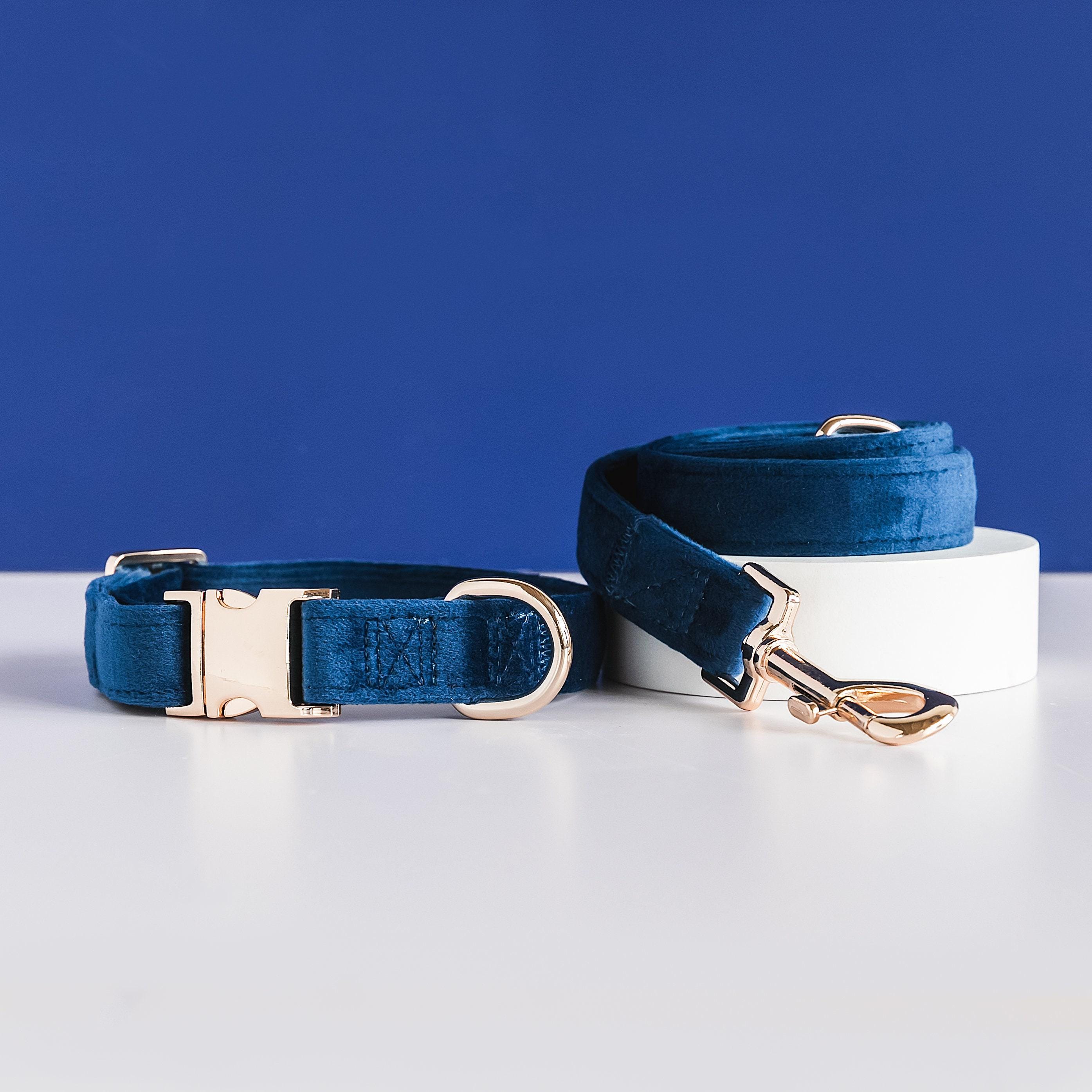 Multiple Colour Velvet Personalise Dog Collar Leash Set With Bow,purple ...