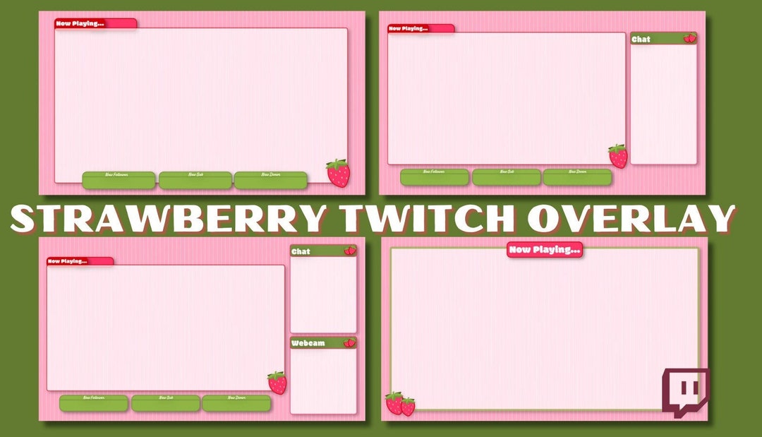 Twitch Stream Overlay Package/ Strawberry/ Affordable, Cute, Affordable ...
