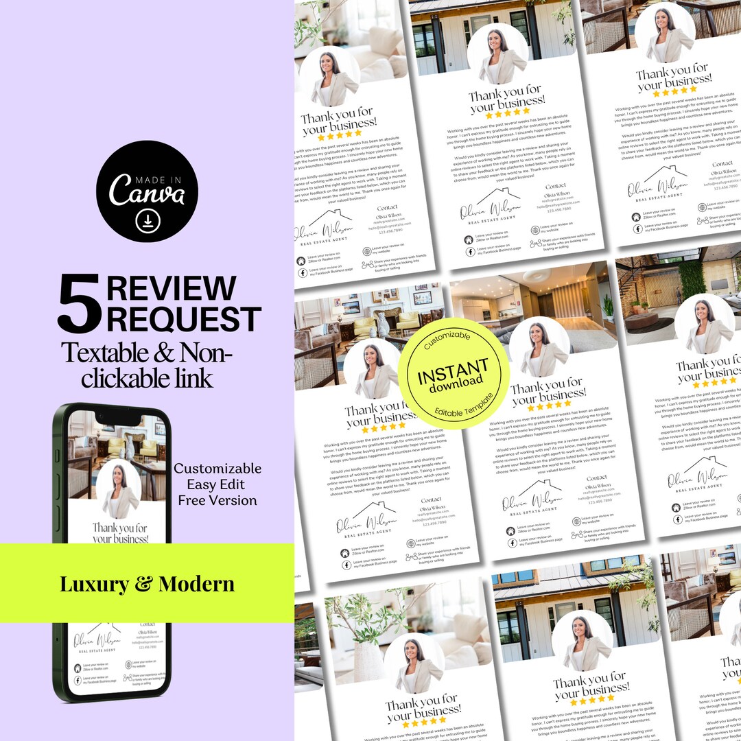 Textable Client Review Request Digital Card Real Estate Agent Marketing ...