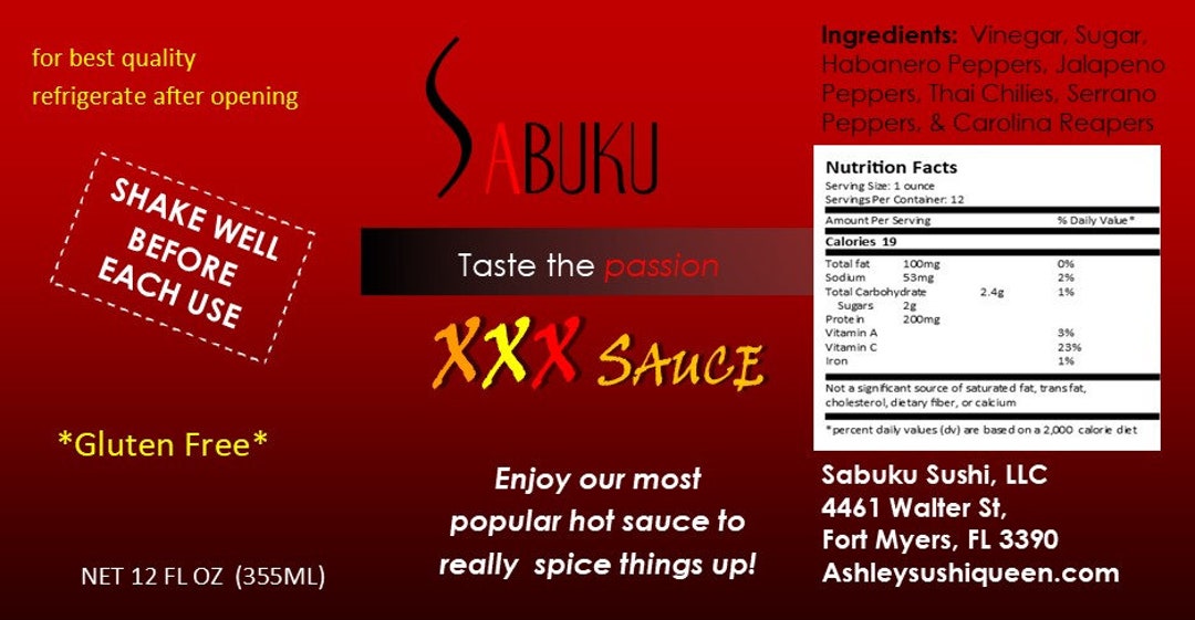Sabuku XXX Hot Sauce, 12 Oz - Etsy