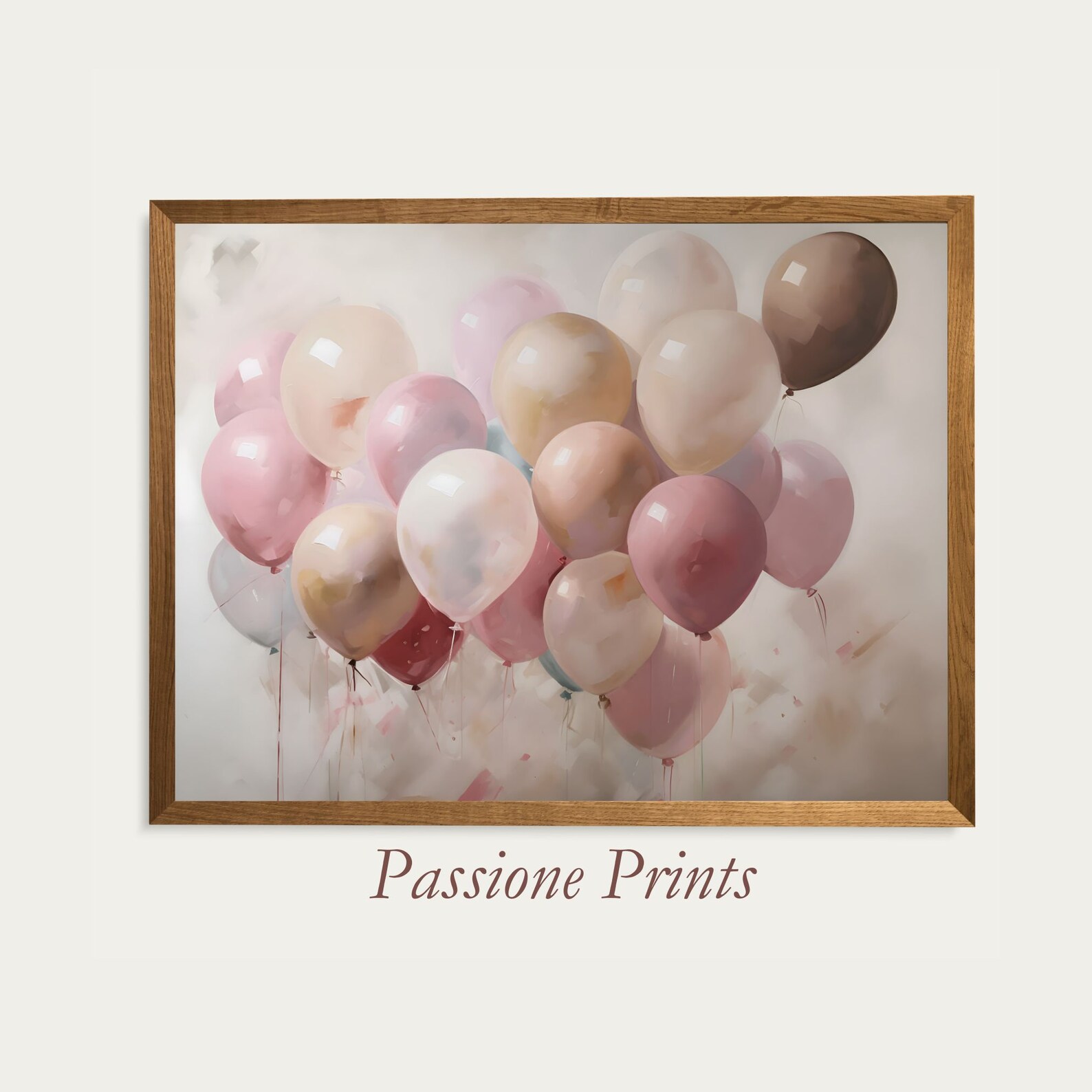 Printable Balloon Bouquet Art | Impressionist Digital Download | Pastel ...