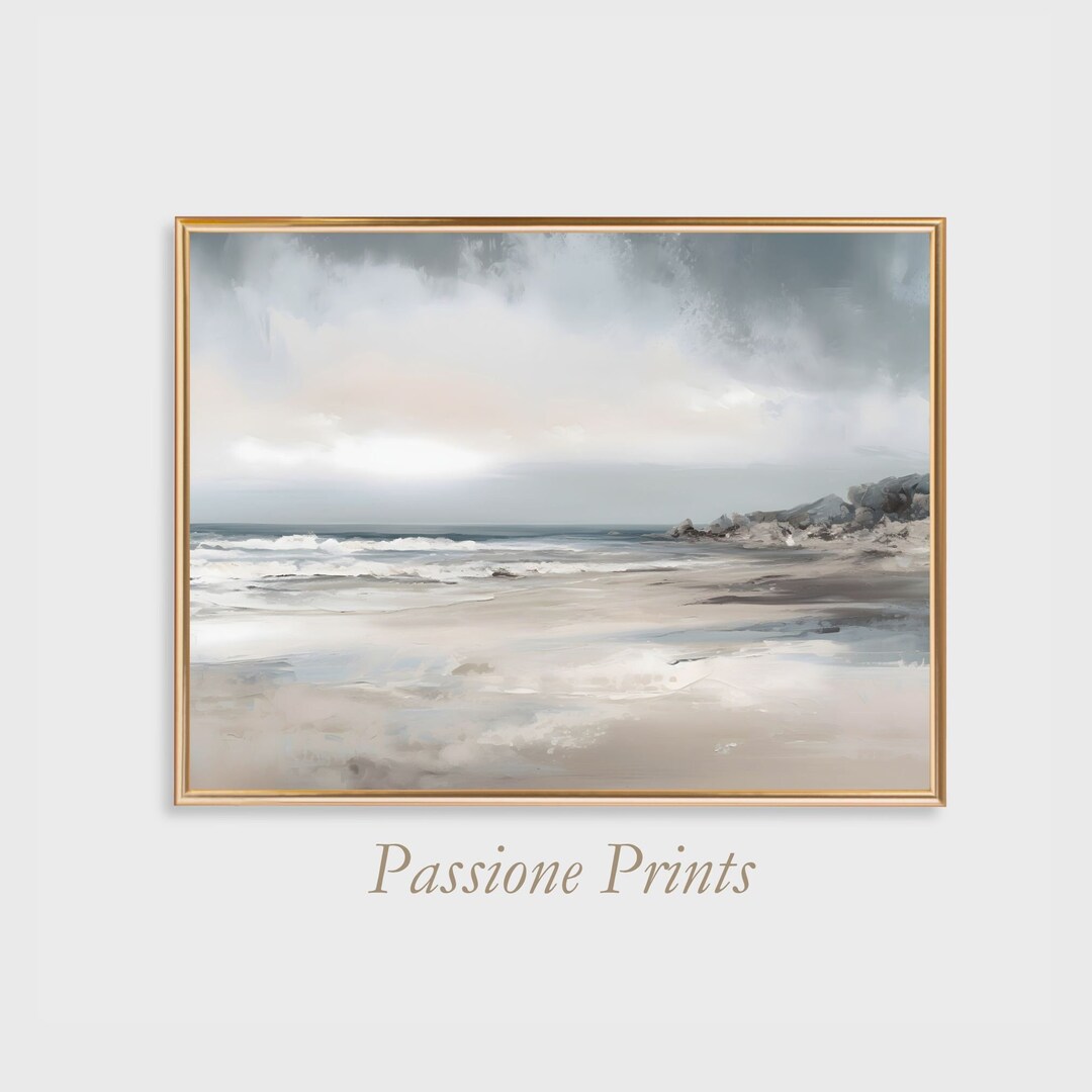 Stormy Seashore Artwork | Printable Ocean Landscape | Beach Scene ...
