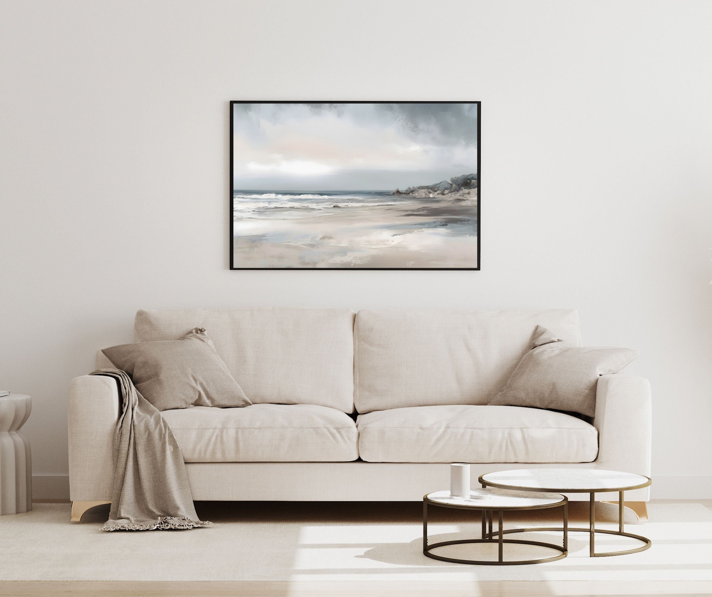 Stormy Seashore Artwork | Printable Ocean Landscape | Beach Scene ...