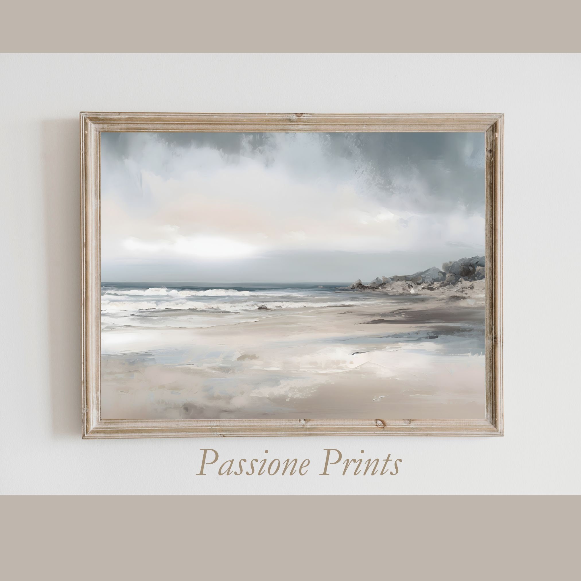 Stormy Seashore Artwork | Printable Ocean Landscape | Beach Scene ...