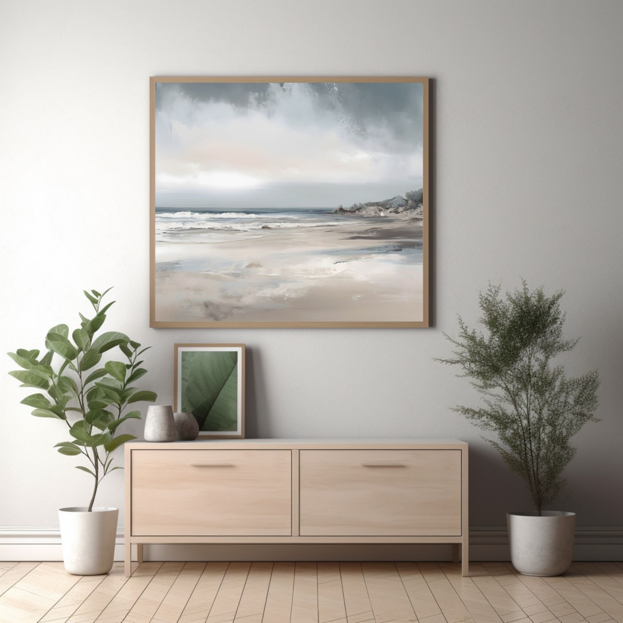 Stormy Seashore Artwork Printable Ocean Landscape Beach Scene Digital ...