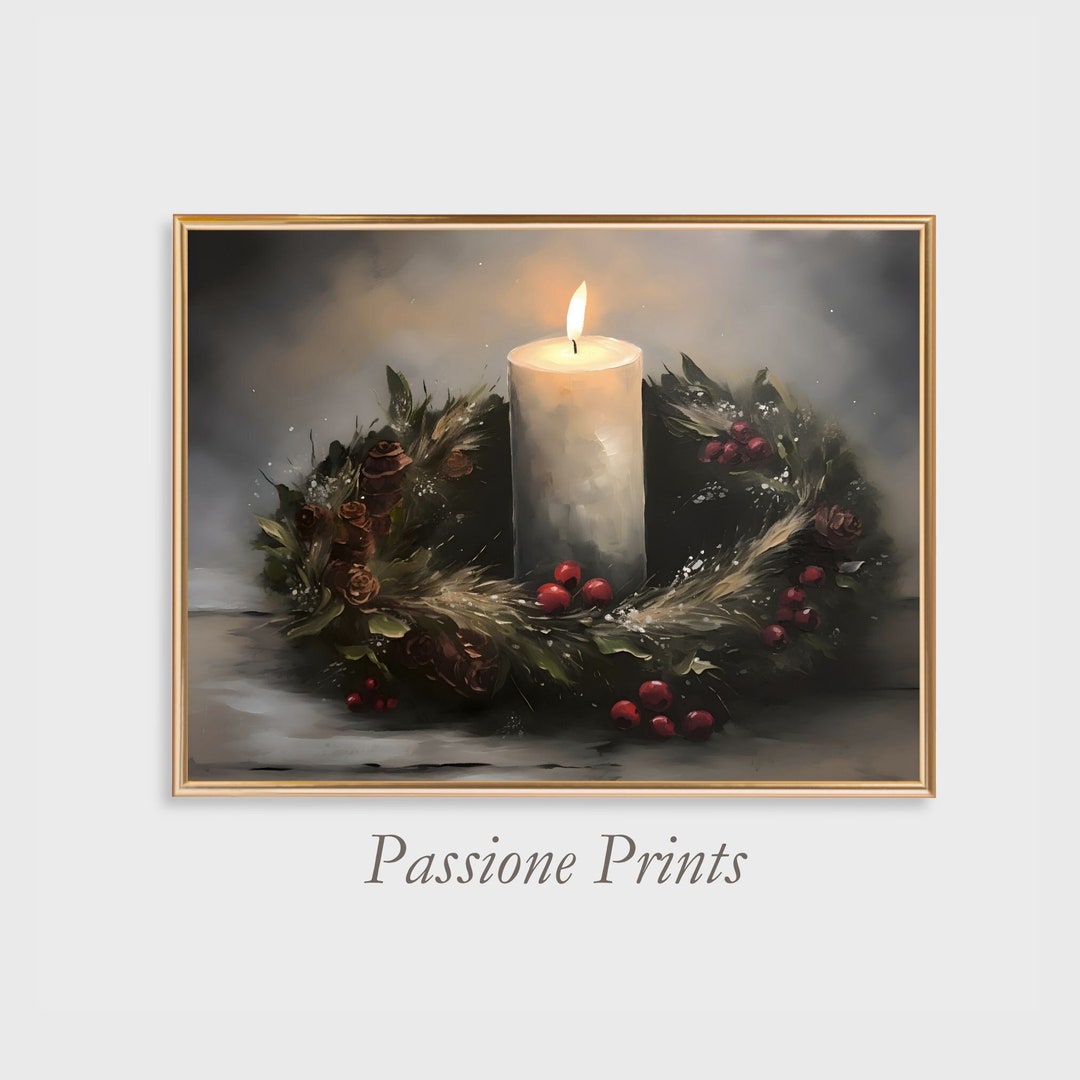 Candlelight Holiday Glow Printable | Impressionist Candle Art | Warm ...
