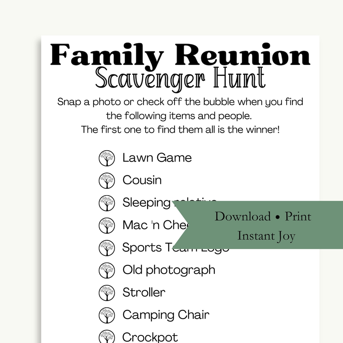 Family Reunion Scavenger Hunt, Instant Download Printable, Family ...