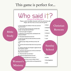 Who Said It? Women of the Bible Game, Printable Bible Verse Trivia for ...