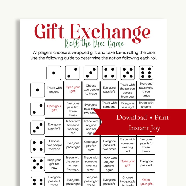 Christmas Gift Exchange Dice Game for Holiday Party, White Elephant ...