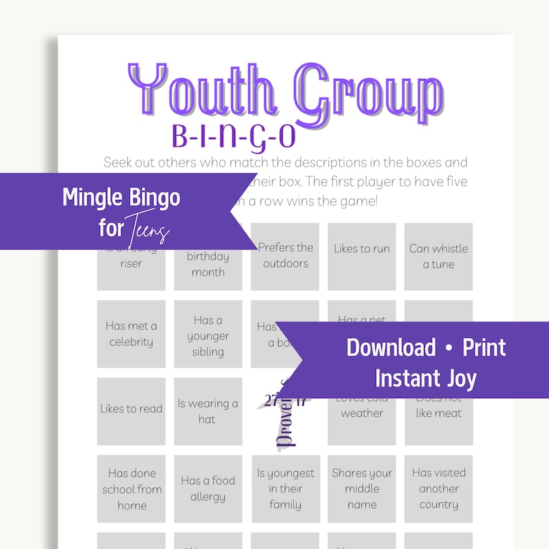Youth Group Bingo, Printable Get to Know You Game for Teens, Sunday ...