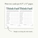 Book Club Think Fast Printable Game, Writing Group, Book Theme Party ...