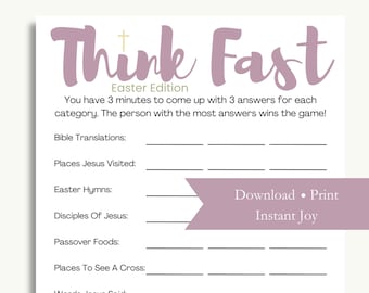 Easter Think Fast, Printable Party Game for Families, Church Groups ...