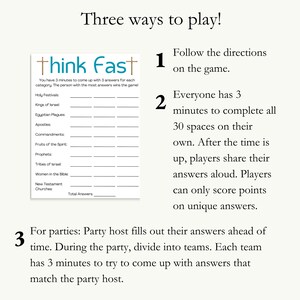Bible Think Fast Printable Game, Bible Study, Youth Group, Kids Sunday ...